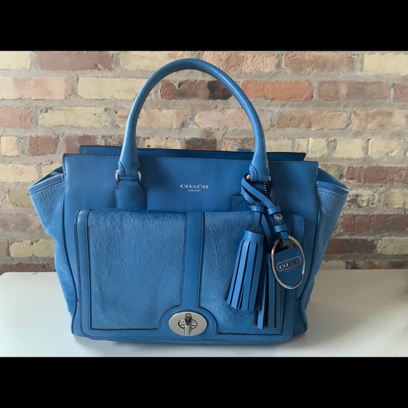 Coach | Bags | Coach Sky Blue Leather And Cowhide Purse | Poshmark